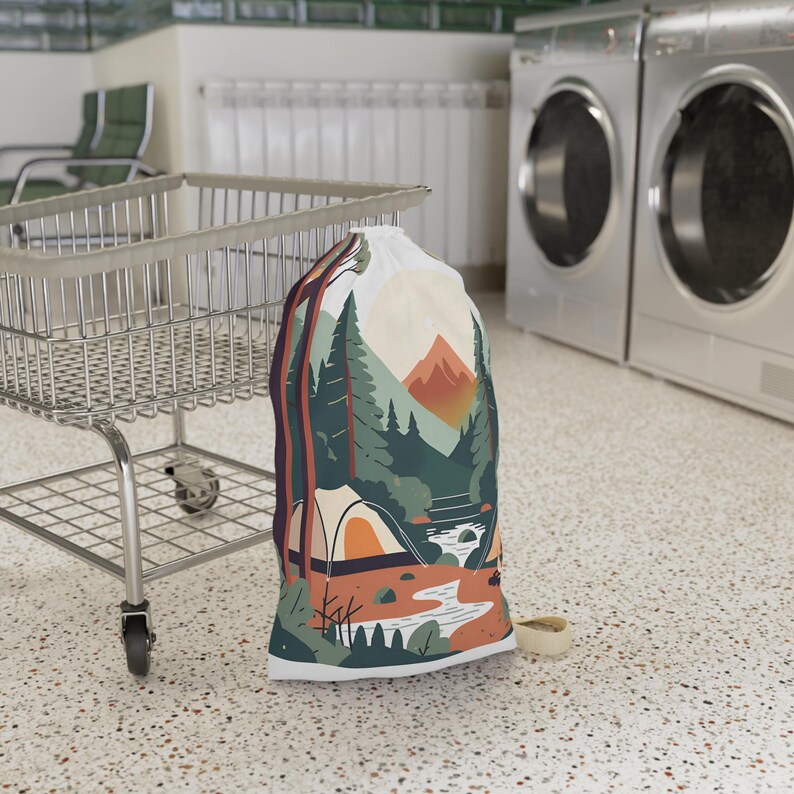 Camping Laundry Bag - Happy Outdoor Mountain Forest Relax Design - Etsy