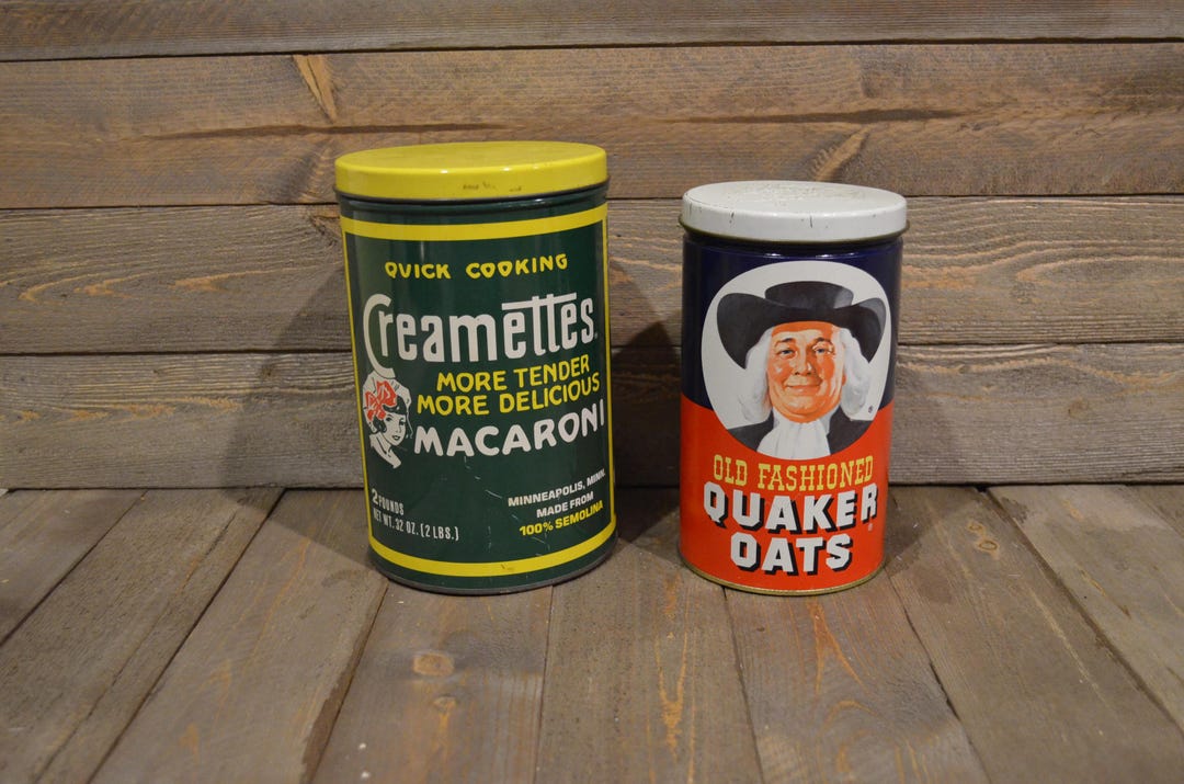 Vintage 1980s Kitchen Tins -- YOU PICK -- Creamettes Macaroni, Quaker ...
