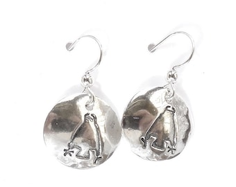 Sterling puma petroglyph earrings cat rock art jewelry | Etsy