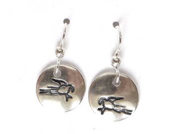 Sterling puma petroglyph earrings cat rock art jewelry | Etsy