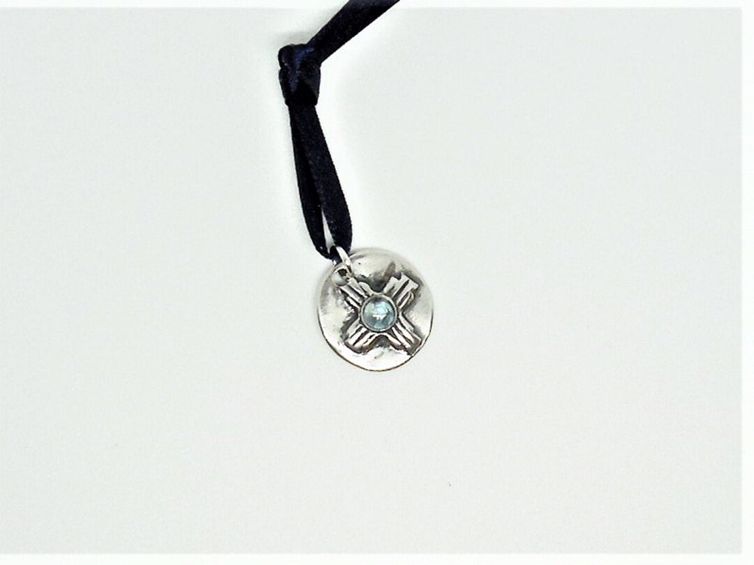 Sterling Zia Charm With Synthetic or Natural Stone, Birthstone Necklace ...