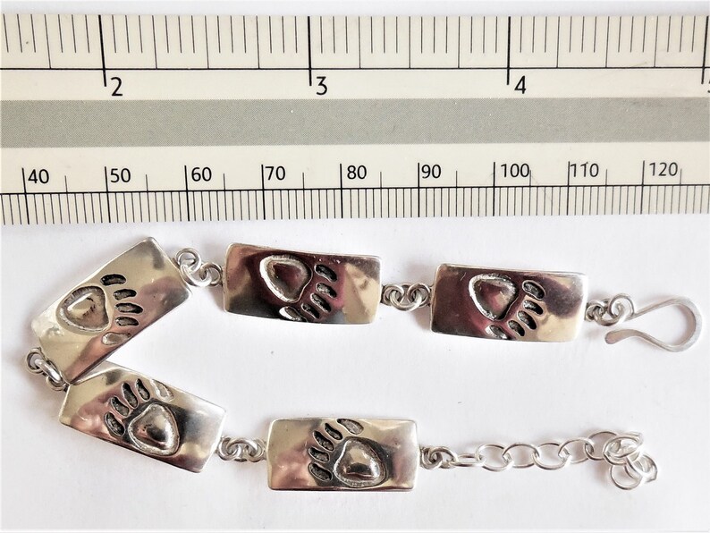 Sterling Bear Paw Print Bracelet, Kodiak Bear Gift, Alaska Wildlife ...