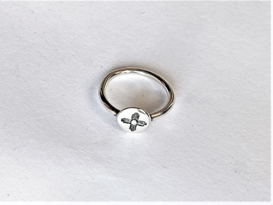 Zia Ring in Solid Sterling, Sun Petroglyph Jewelry, New Mexico ...