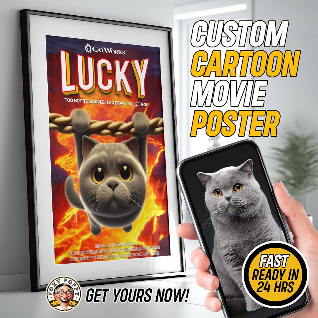 Custom Cartoon Movie Poster Pixar-inspired Custom Poster of Your Pet ...