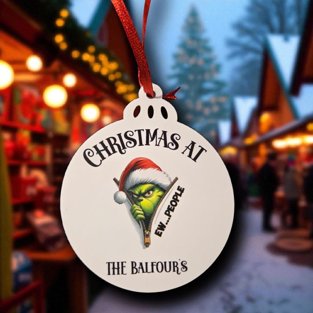 Personalized Grinch Christmas Bauble: Family Theme Decor - Etsy