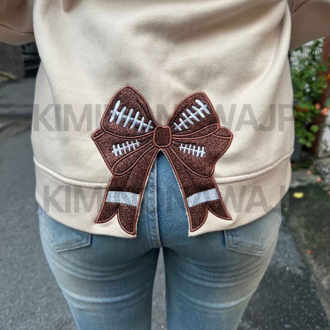 Football Side Bow Appliqué Machine Embroidery Designs, Football Bow DST ...