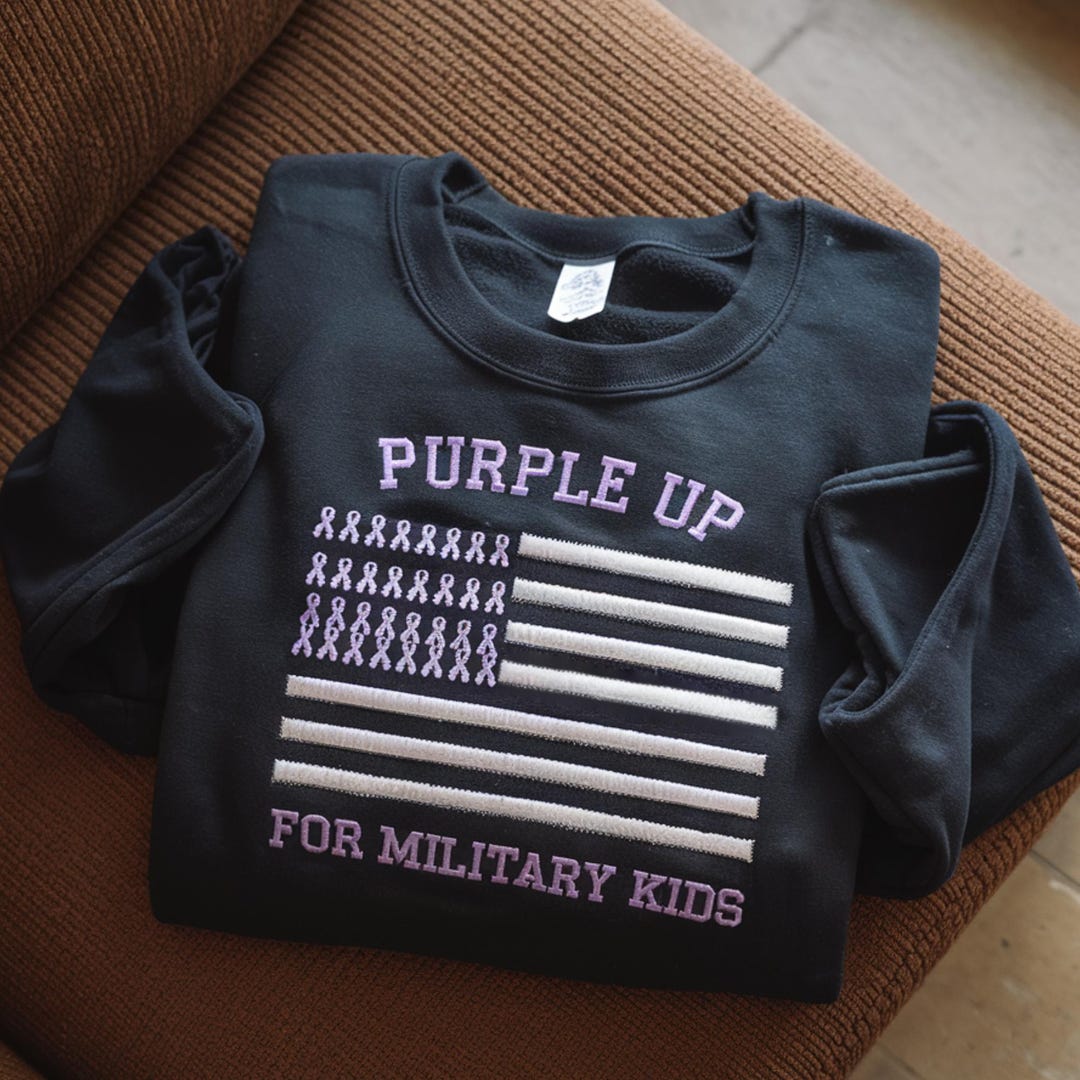 Purple up for Military Kids Embroidered Sweatshirt, Military Kids ...