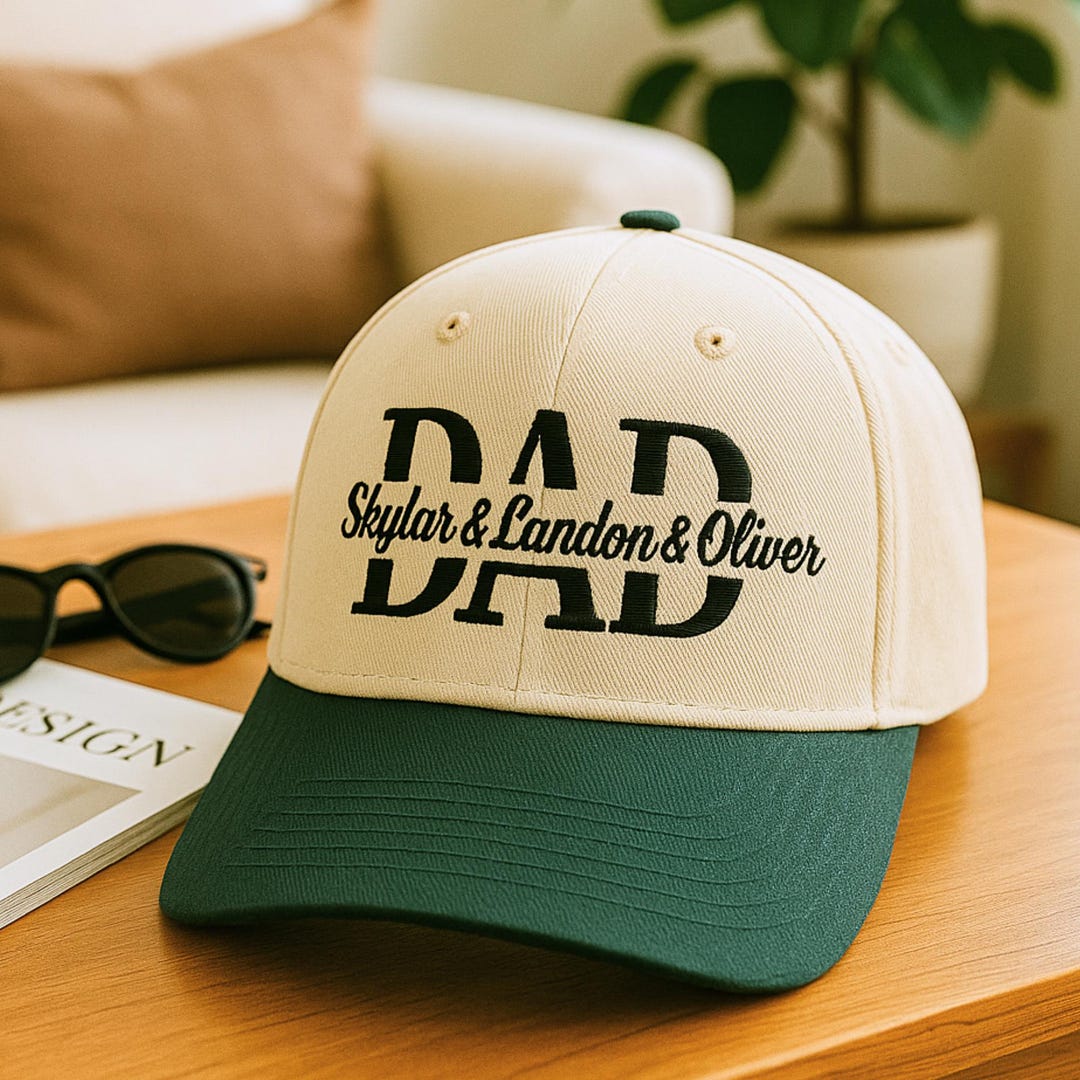 Custom Dad Hat Embroidered Two Tone Hat With Kids Names Gift for Dad ...
