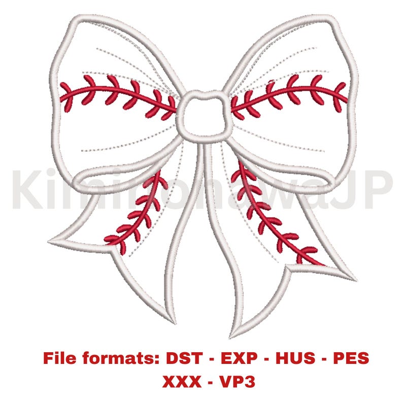 Baseball Coquette Bow Appliqué, Machine Embroidery Design (DST) - Etsy