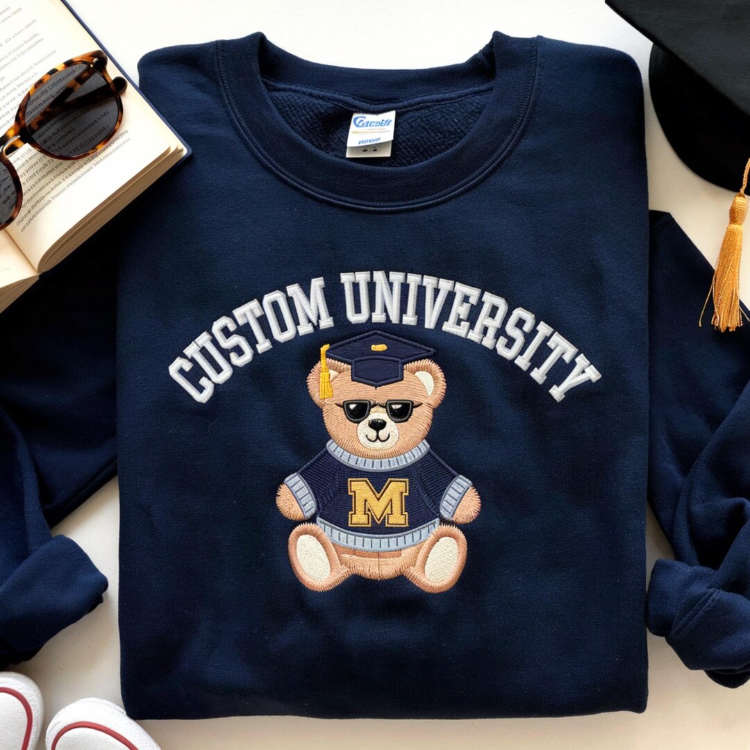 Custom College Bear Embroidered Sweatshirt, University Merch - Etsy