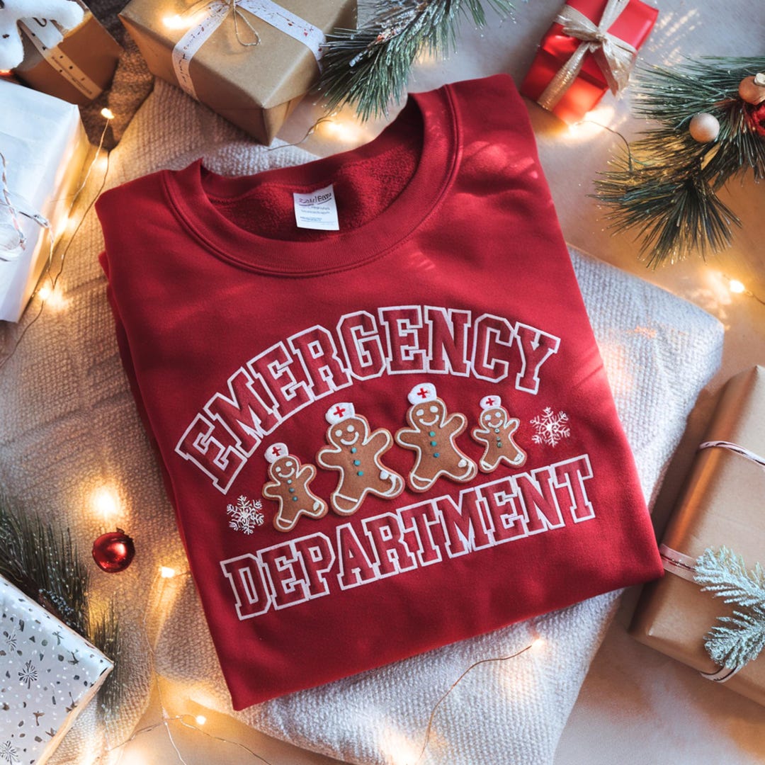 Embroidered Emergency Department Christmas Sweatshirt: ER Nurse/doctor ...