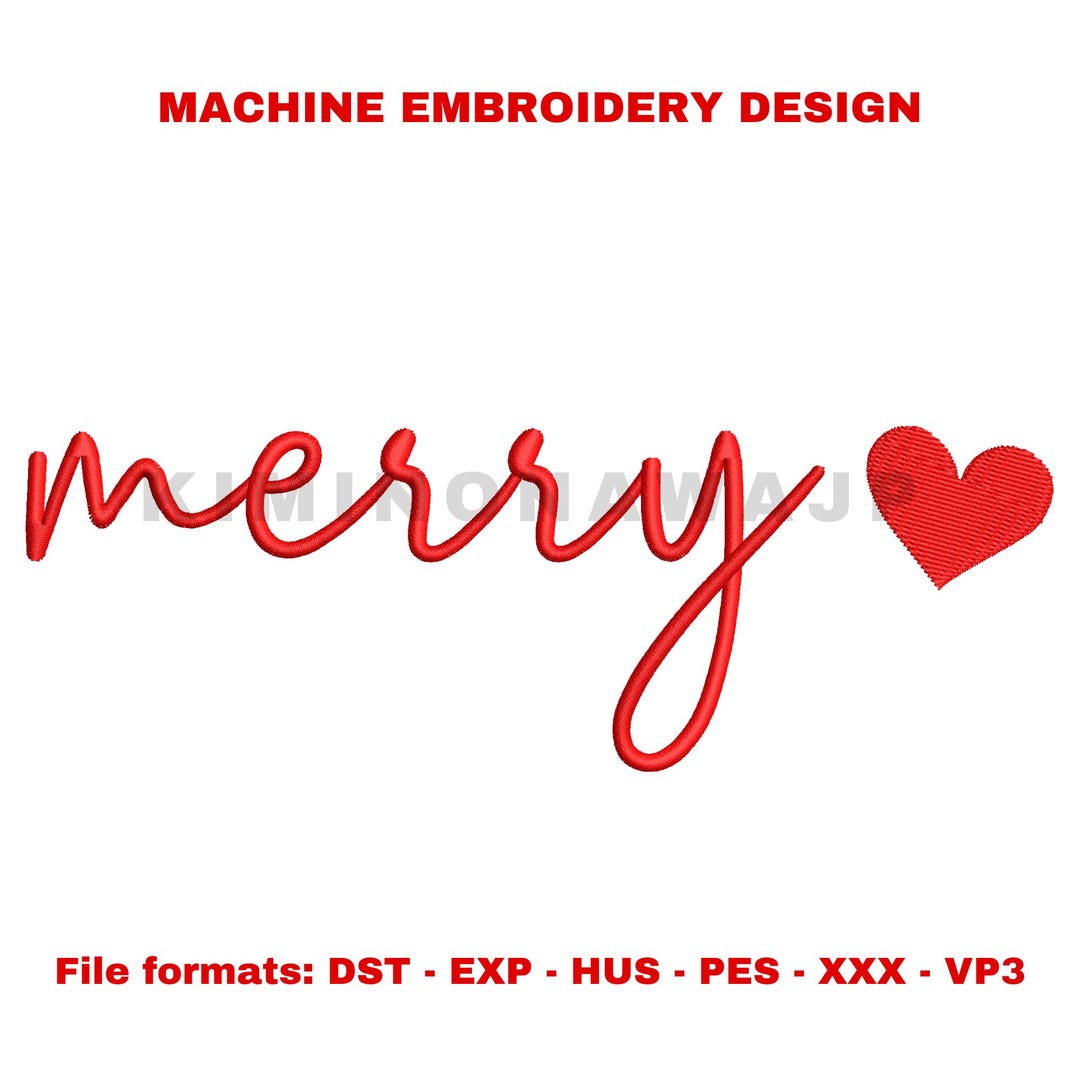 MERRY Machine Embroidery Design, Merry Embroidery Design, DST Embroidery File, Merry PES ...