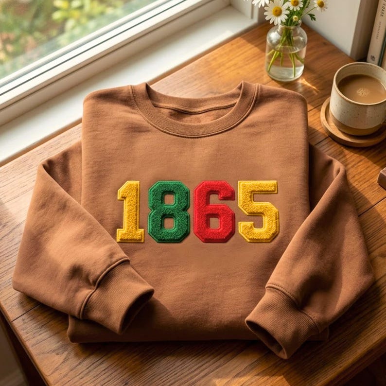 Embroidered Juneteenth 1865 Sweatshirt, Black History Apparel, Free-ish ...