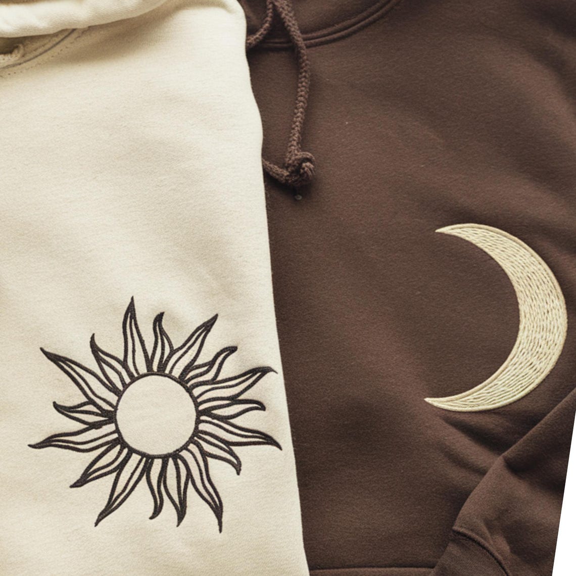 Custom Embroidered Sun and Moon Couple Hoodie, Personalized Sweatshirt ...