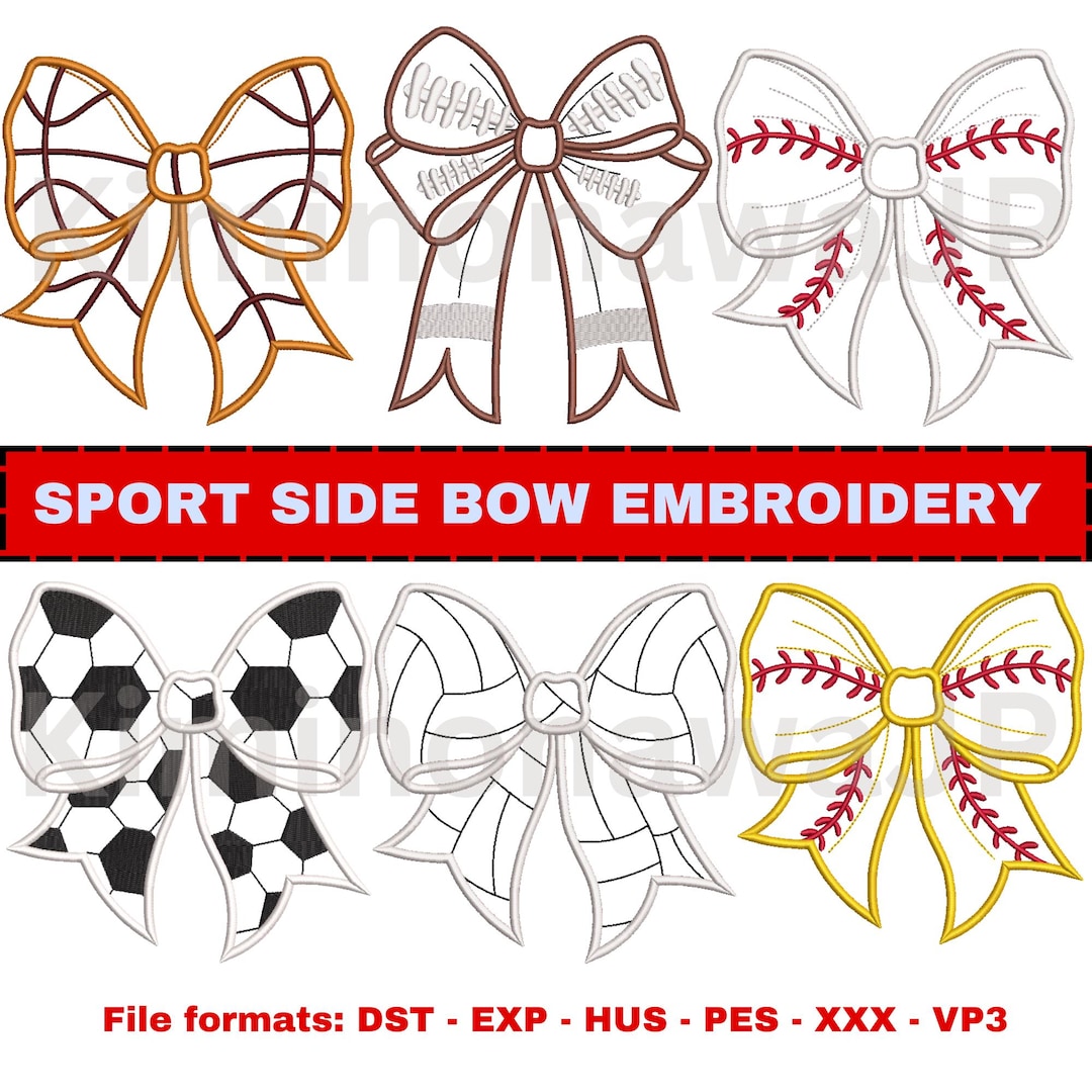 Sport Side Bow Appliqué Embroidery Design Bundle (5 Sizes) - Etsy