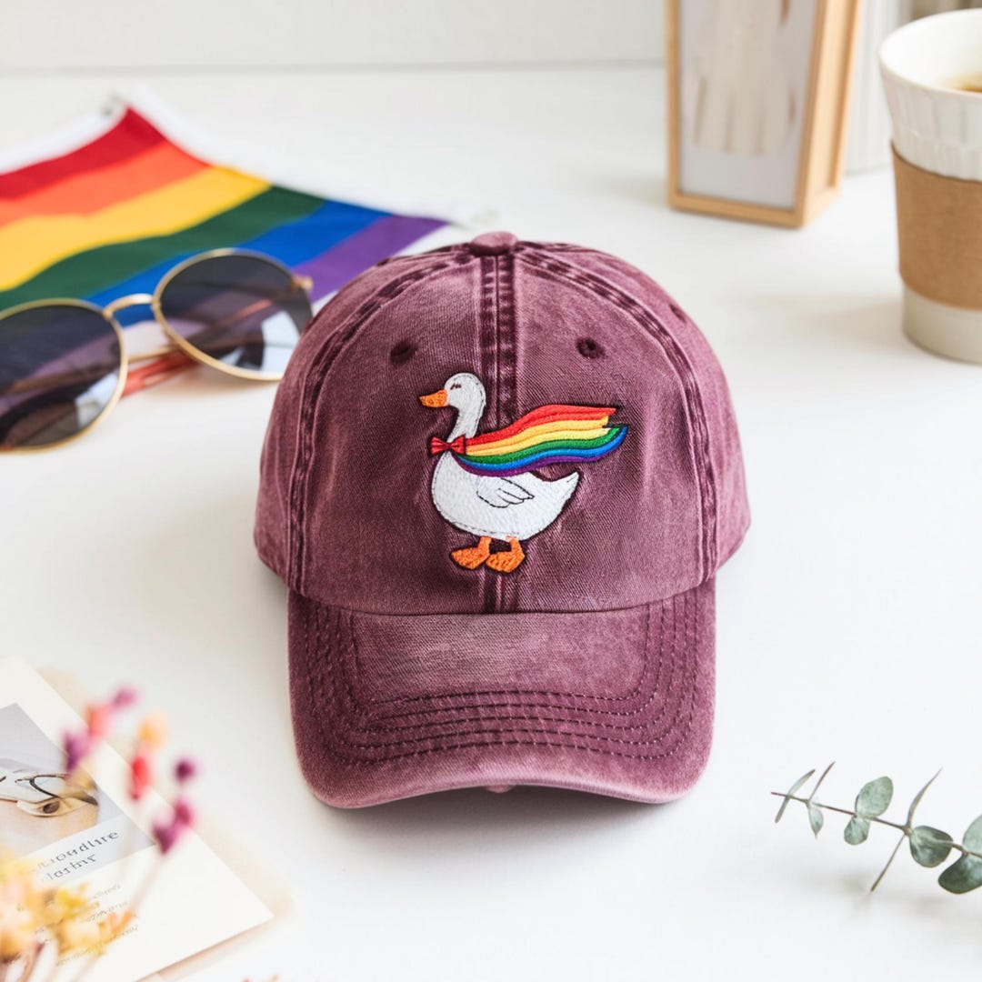 Embroidered Rainbow Goose Hat, LGBTQ Pride Washed Cap - Etsy