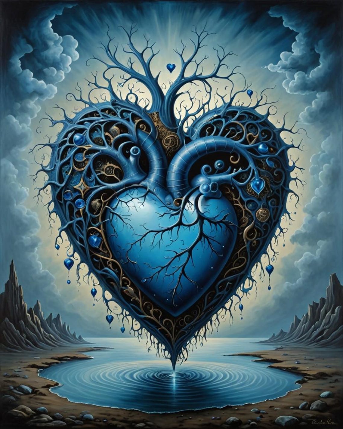 Blue Heart, Surrealism Art - Etsy
