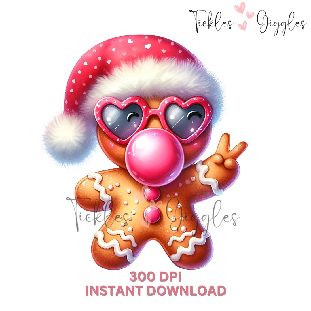 Retro Gingerbread Man Blowing Bubble PNG, Christmas Blowing Bubble PNG ...