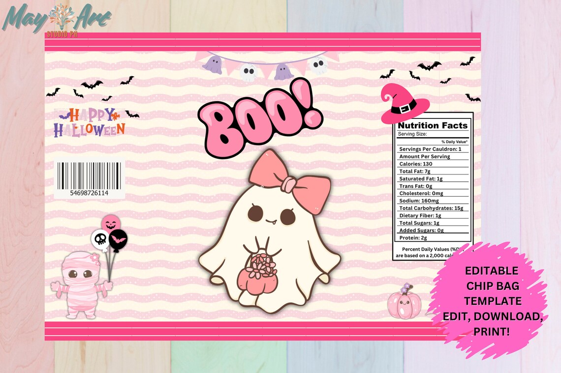 Canva Cute Chip Bag Template for Halloween Party Souvenir - Etsy