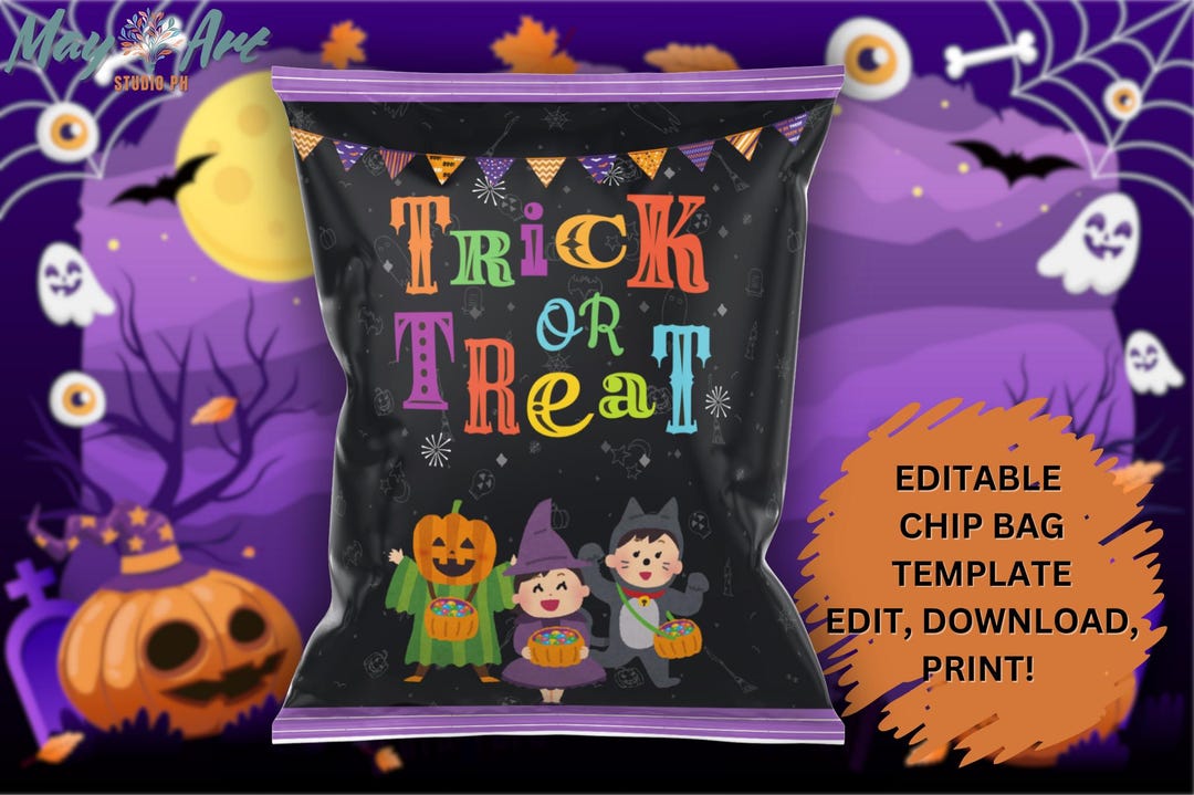Halloween Party Chip Bag Template, Cute Halloween Chip Bag Template ...
