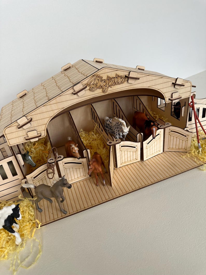 Large Wooden Stable for Schleich, Collet, Breyer Horses, With Room for ...