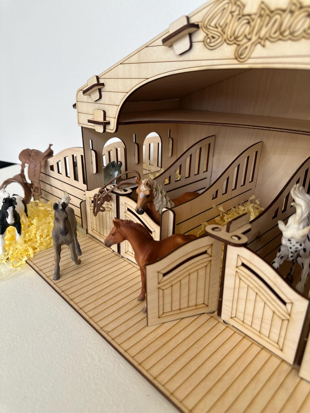 Large Wooden Stable for Schleich, Collet, Breyer Horses, With Room for ...