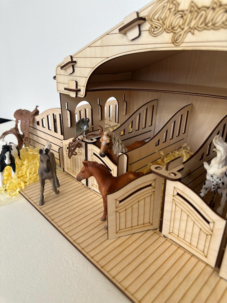 Large Wooden Stable for Schleich, Collet, Breyer Horses, With Room for ...