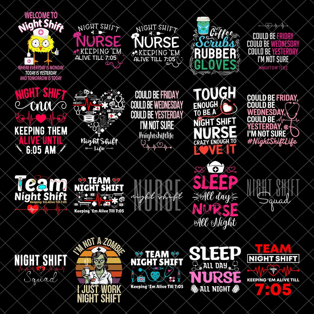 Night Shift Nurse PNG Bundle, Nursing Sublimation Bundle, Funny Night ...