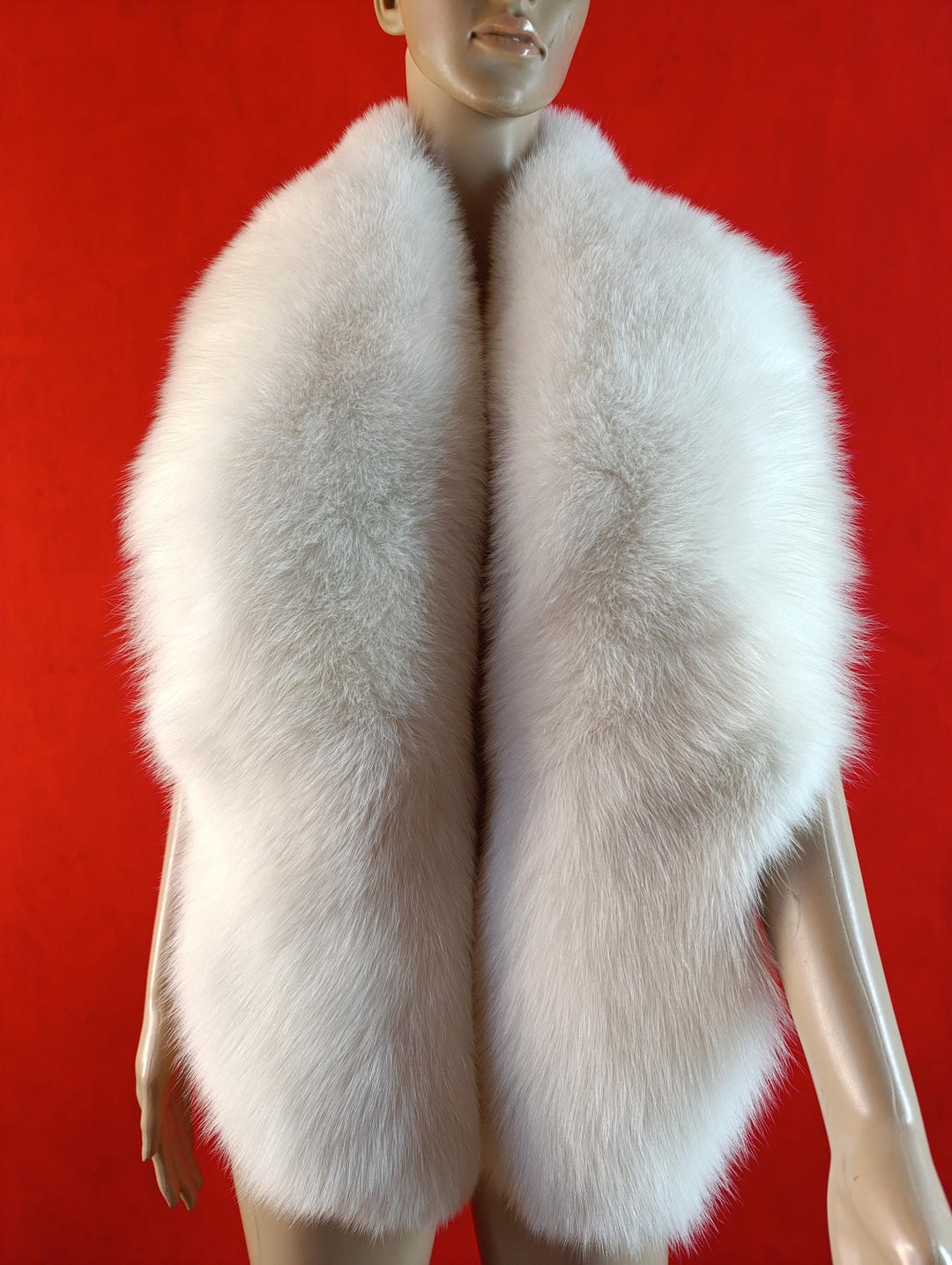 White Natural Fox Fur Scarf 63"/160cm - Etsy