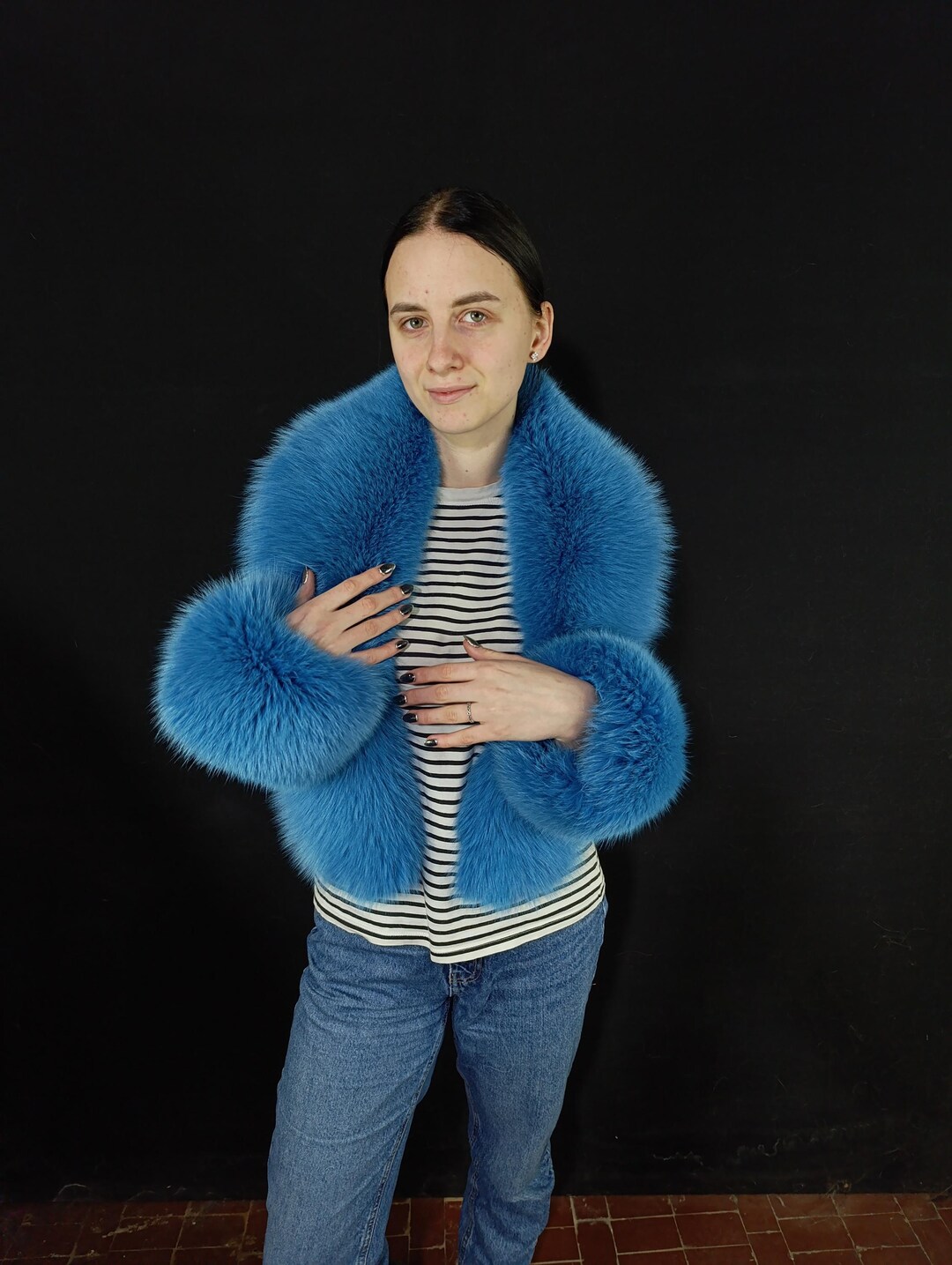 Blue Natural Fox Fur Set - Etsy