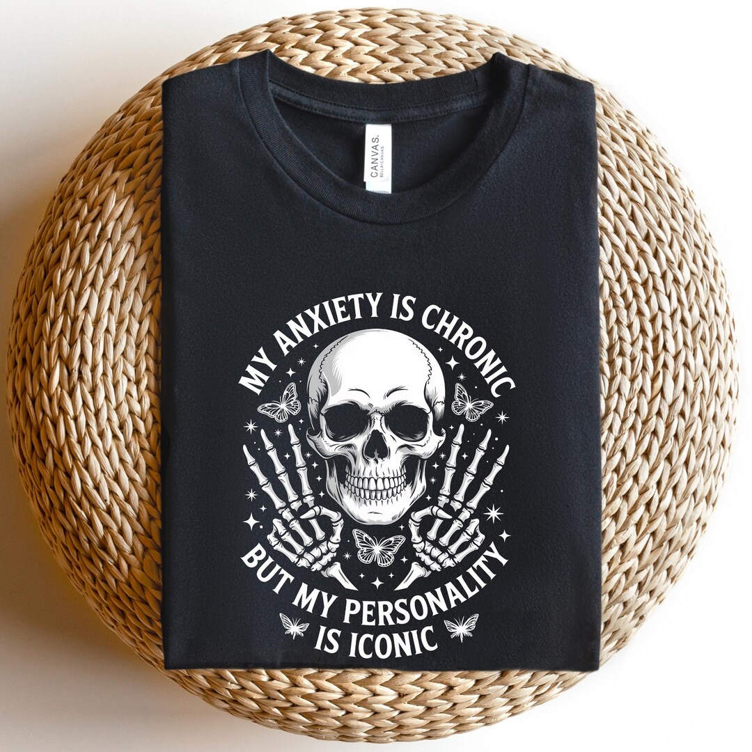 Skull Anxiety T-shirt, Dark Humor Graphic Tee, Unisex Fit - Etsy