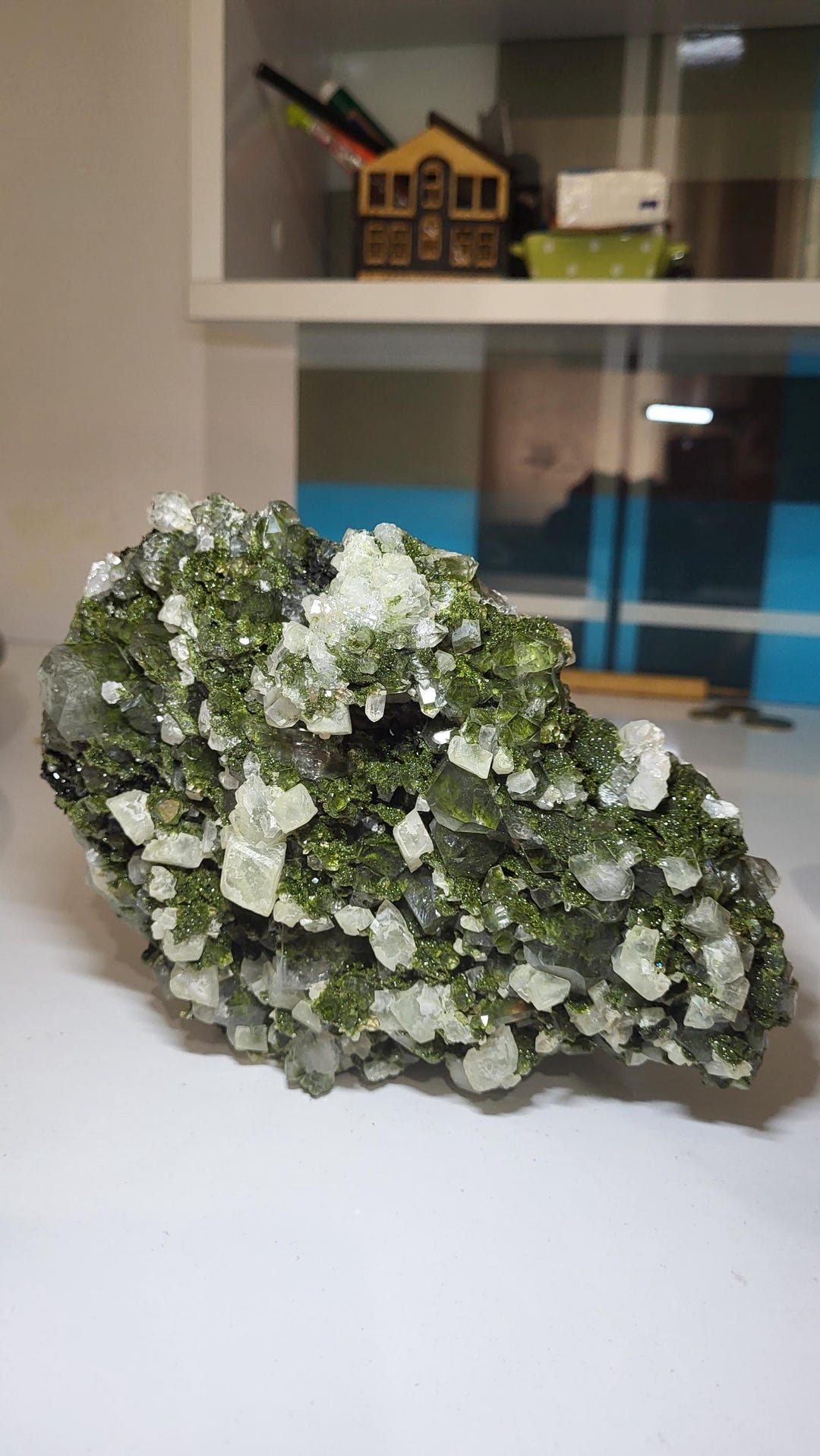Epidote Quartz Calcite Cluster: Natural Crystal Home Decor From Turkiye ...