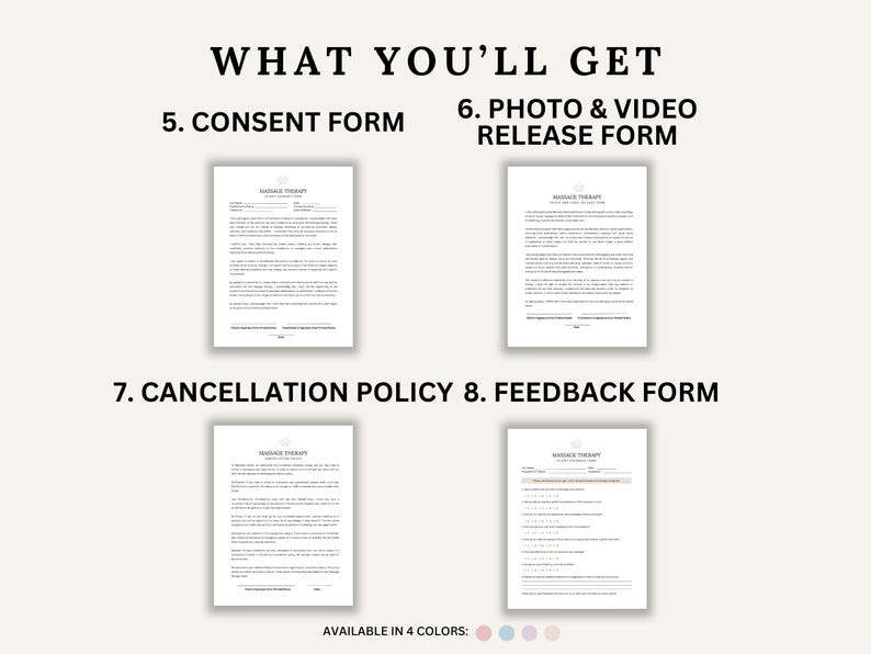 Form Massage Therapy Template Bundle Record Massage Parlor Intake Form ...
