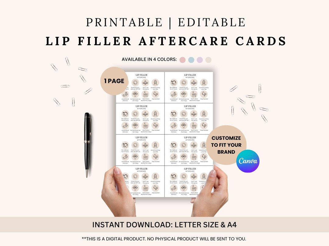 Lip Filler Aftercare Card Lip Filler Post Care Dermal Filler Lip ...