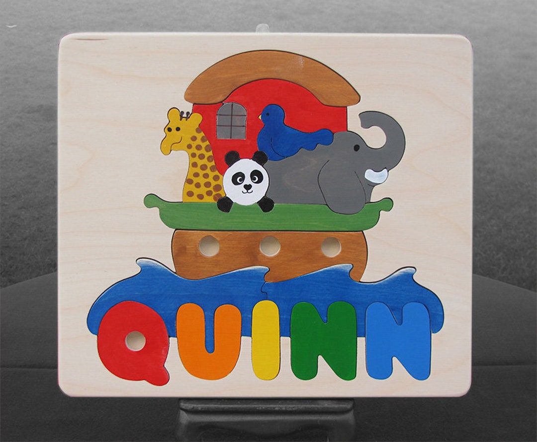 Personalized Noah's Ark Name Puzzle: Chunky Wooden Toy - Etsy