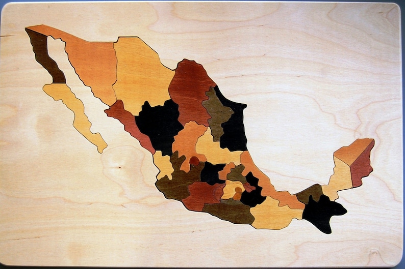 Wooden Map of Mexico Puzzle With States Printed on Tray and - Etsy