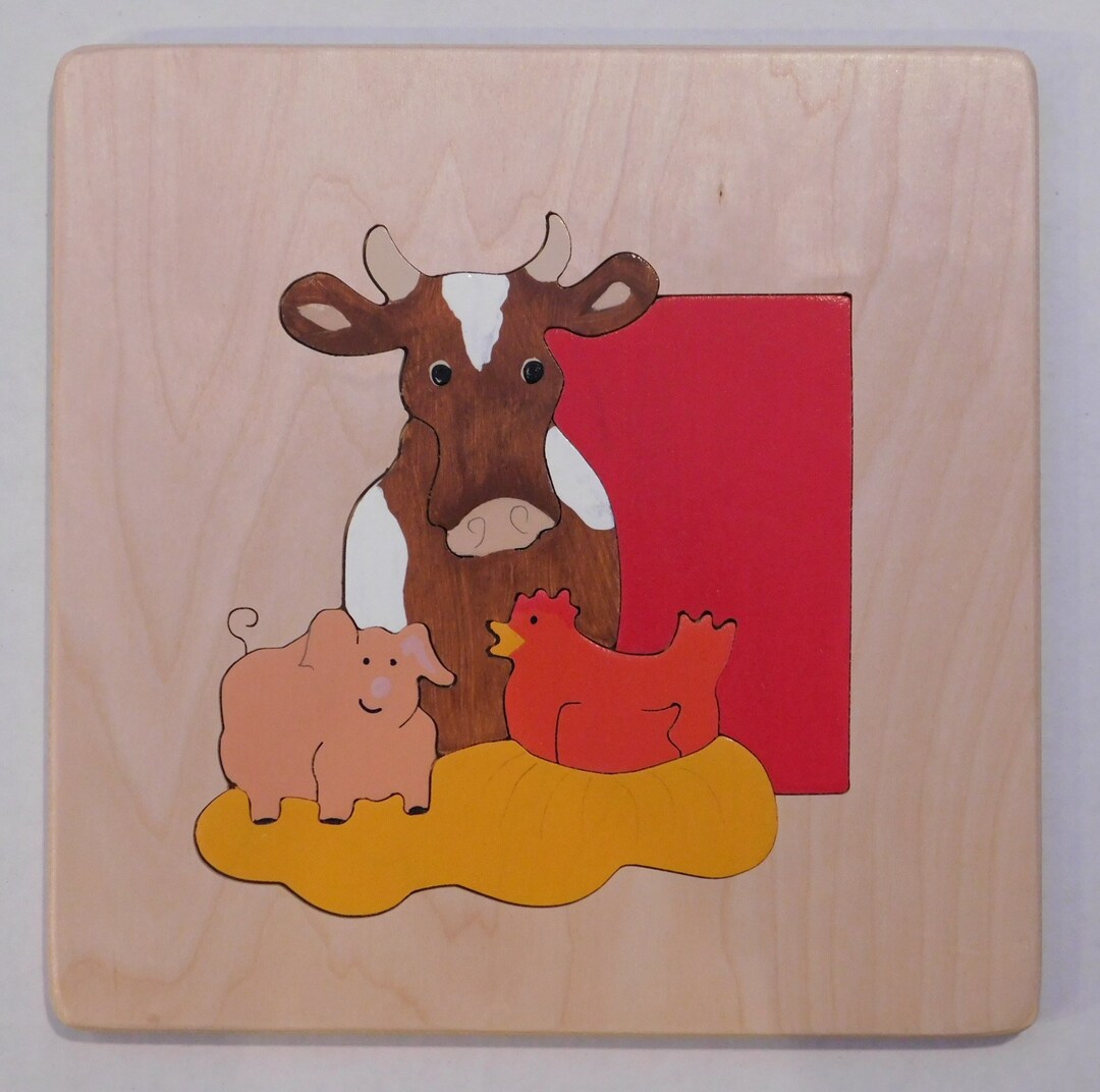 Wooden Farm Animals Puzzle for Toddlers Preschool Age Children, or ...
