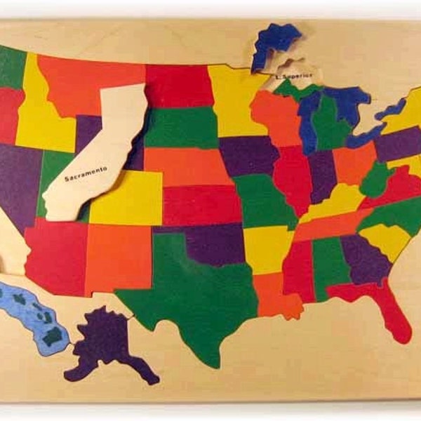 Wooden Usa Puzzle - Etsy