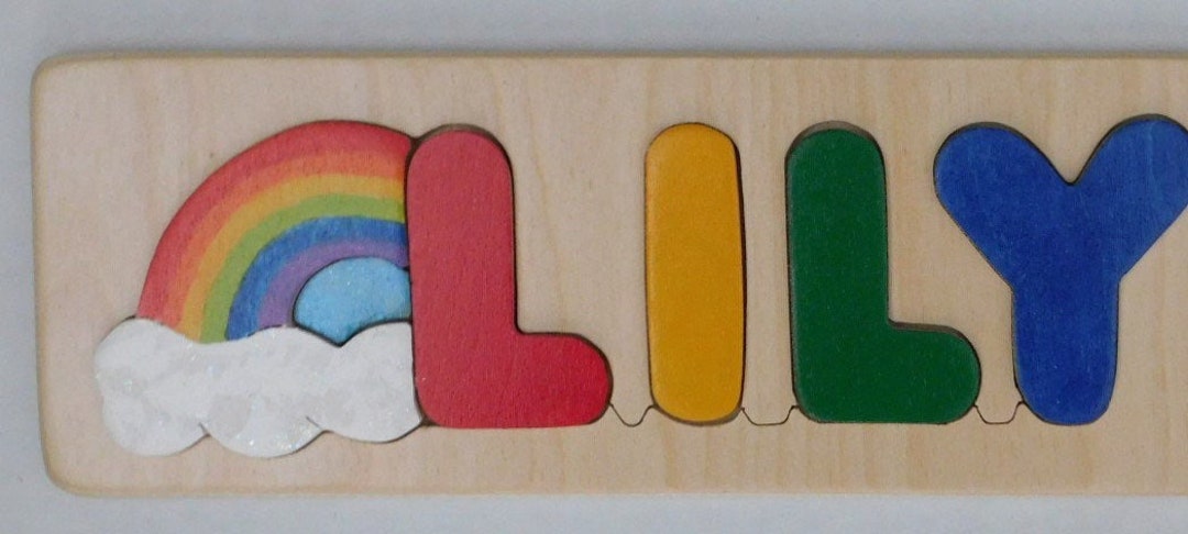 Wooden Name Puzzle With Added RAINBOW Shape Piece - Etsy