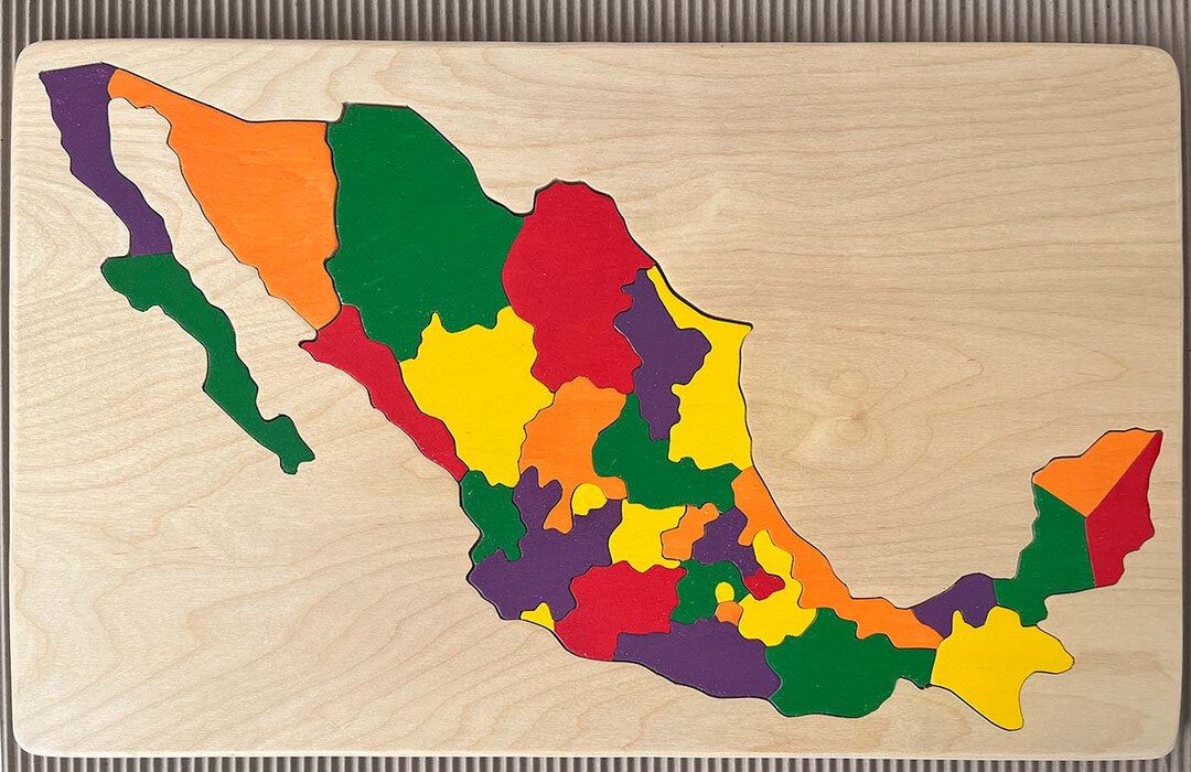 Wooden Mexico Map Puzzle – Educational Toy With State and Capitals - Etsy