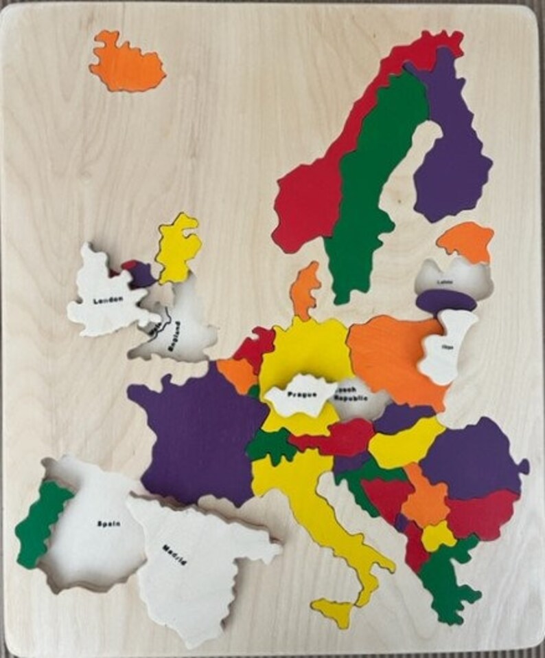 Wooden Map Puzzle of Europe. A Fun yet Educational Gift for - Etsy
