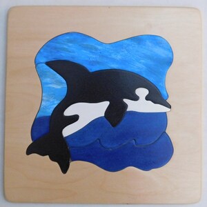 Wooden Picture Puzzle of an Orca Whale a Fun Wood Toy for Toddlers ...