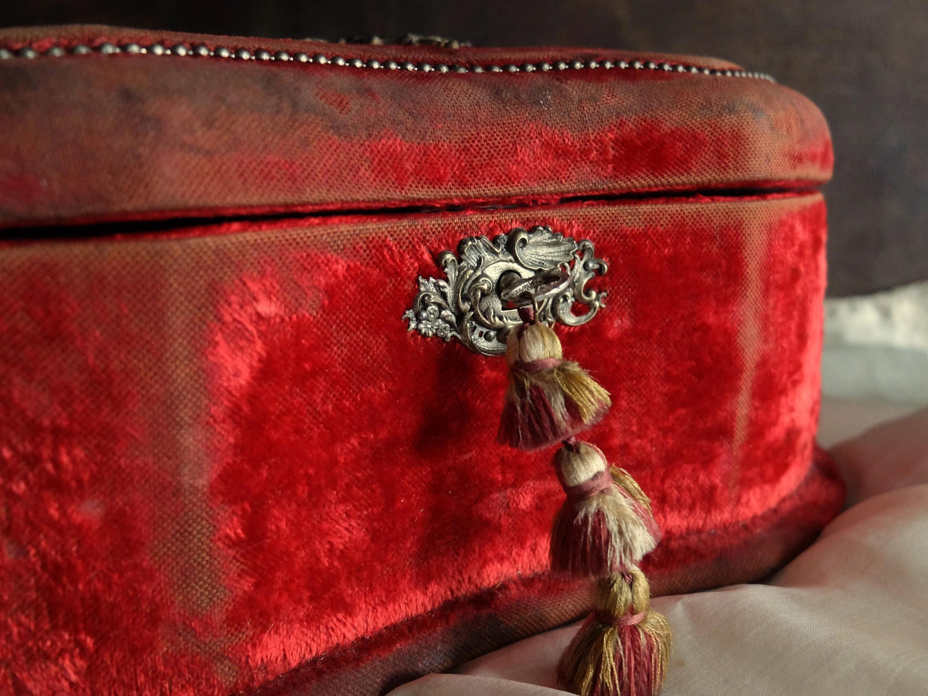 Stunning Antique French Velvet Box/ Velvet and Ormolu, / Beautiful ...