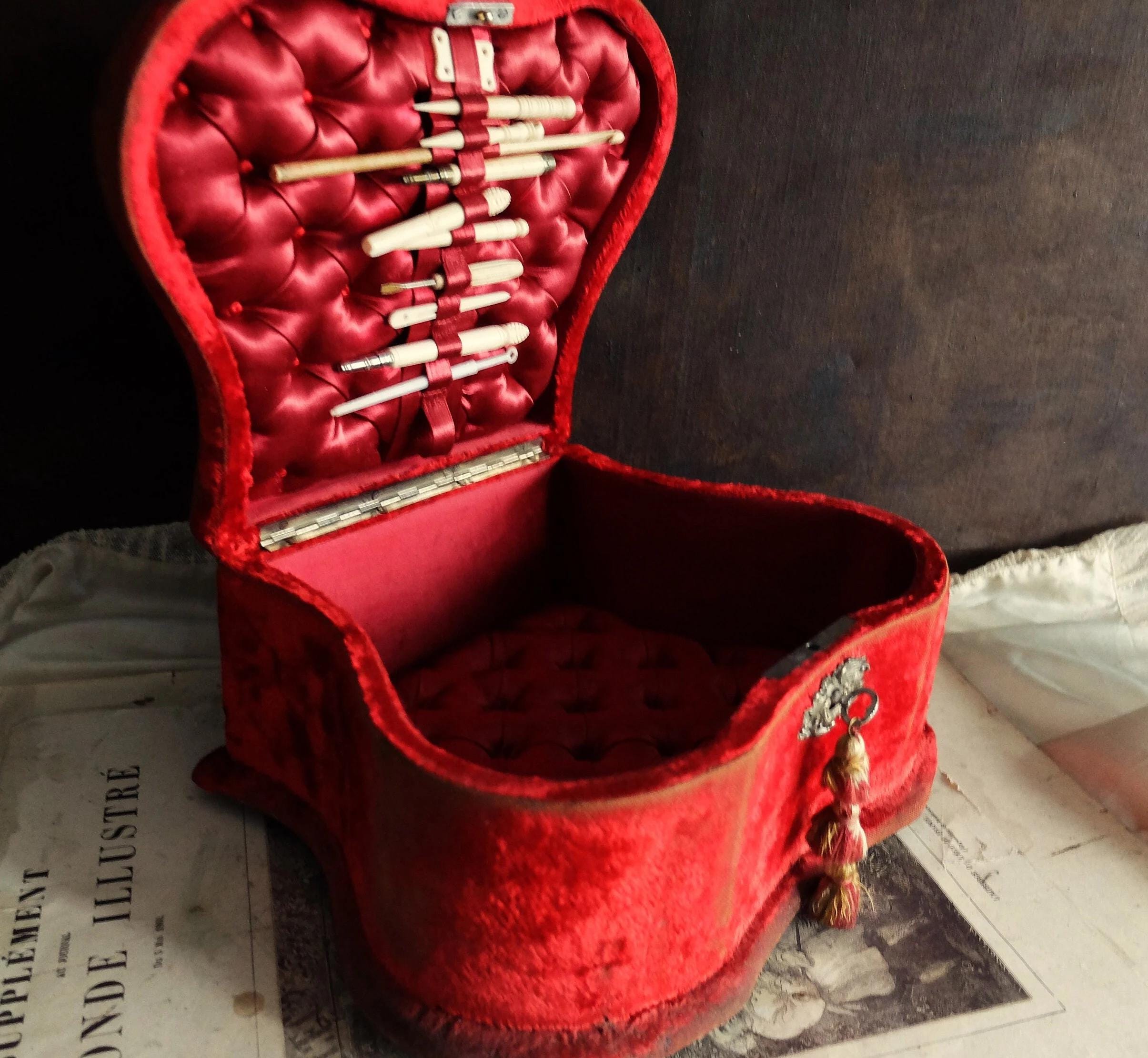 Stunning Antique French Velvet Box/ Velvet and Ormolu, / Beautiful ...