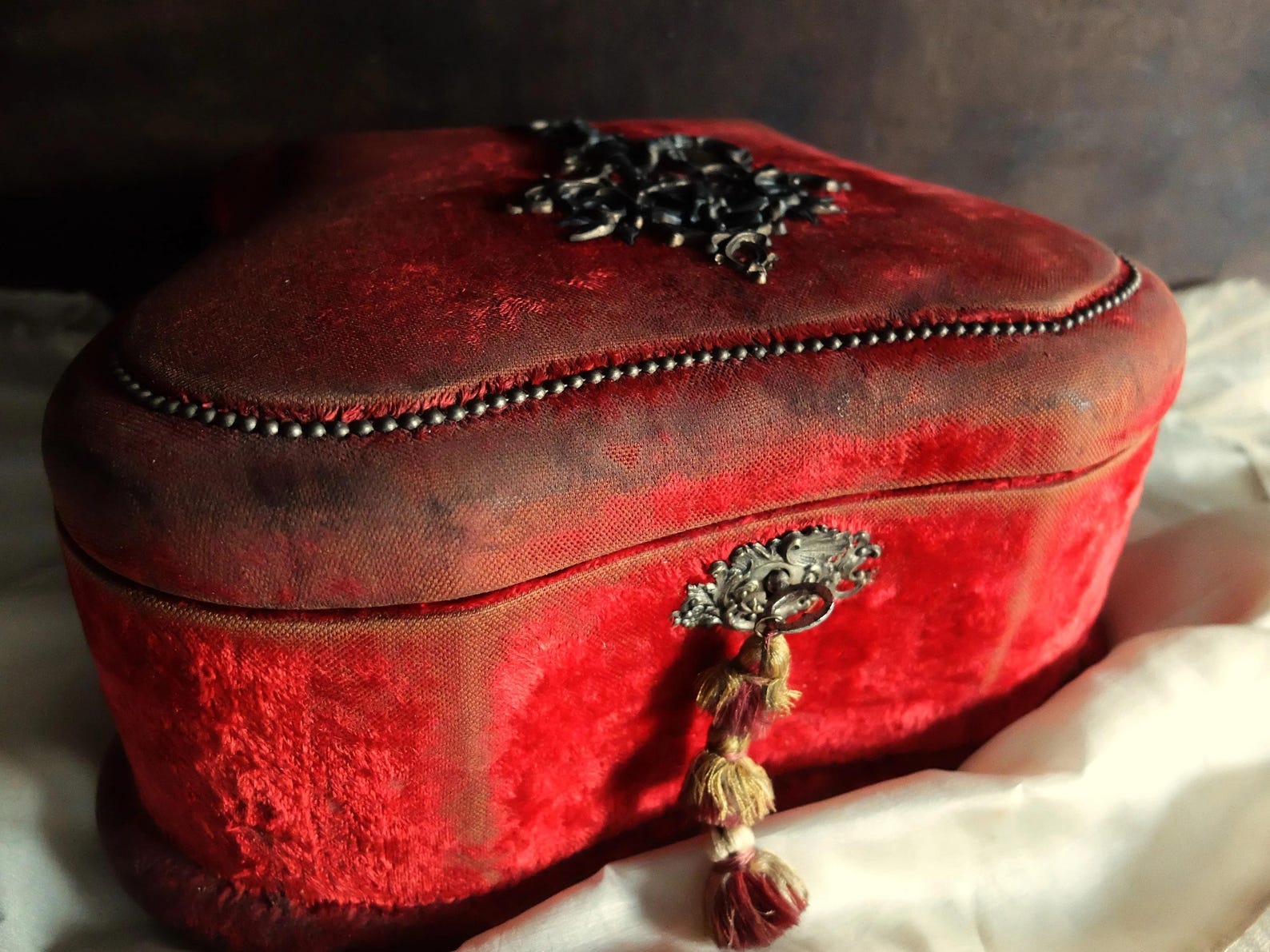Stunning Antique French Velvet Box/ Velvet and Ormolu, / Beautiful ...