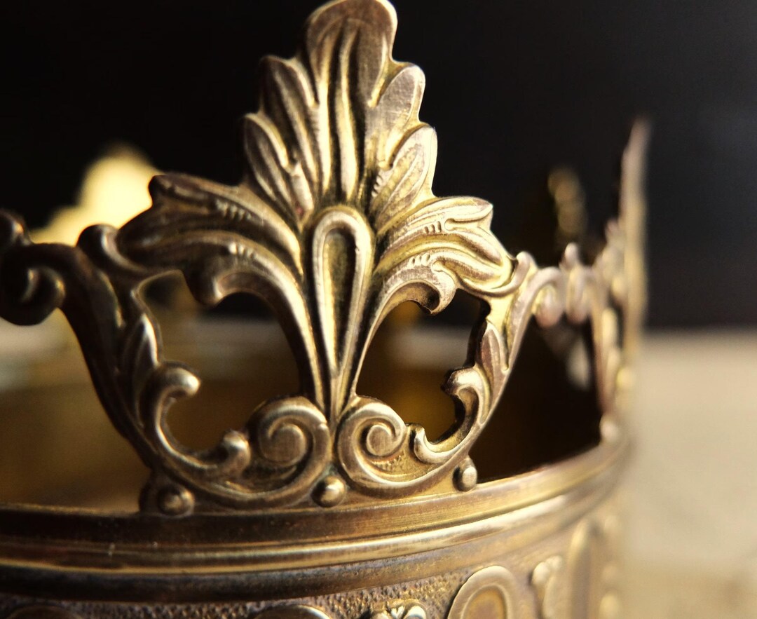 Antique Bronze Crown/ Solid Gilded Crown/ Flower De Lys/ Spanish ...