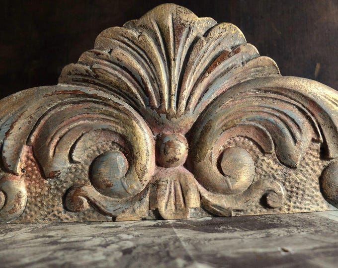 Beautifull Antique Carved Wood Pediment/ Gold Gilded/ Hand Carved ...