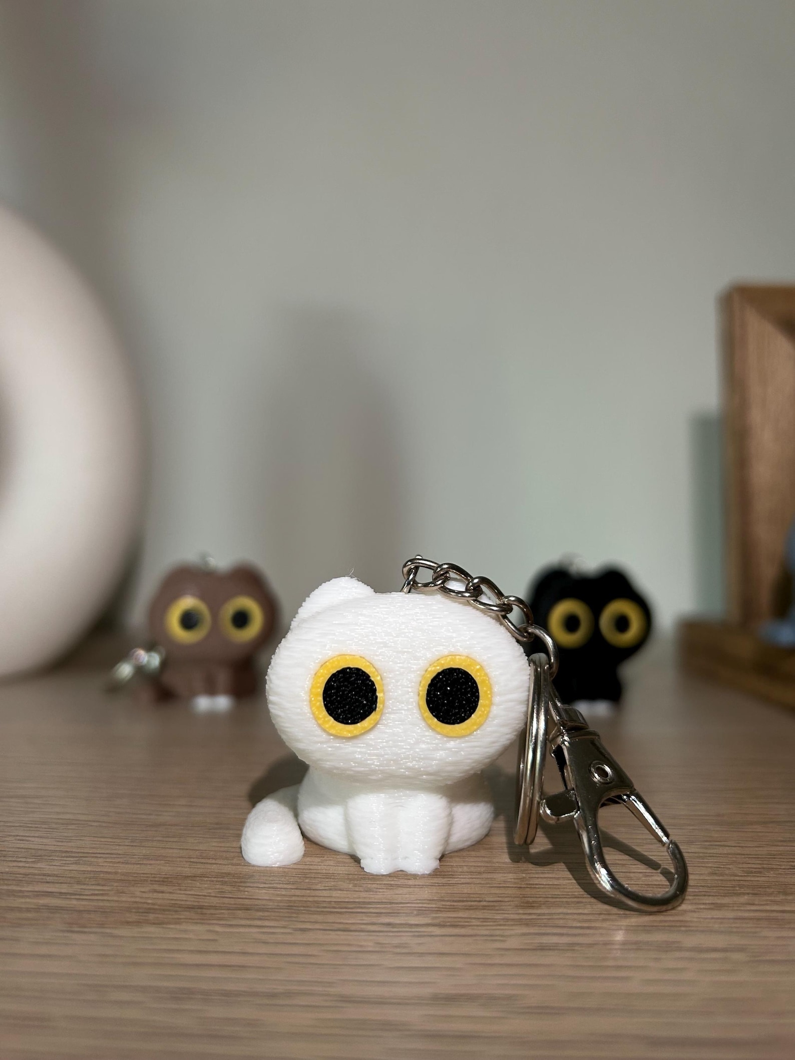 Cute Big Eye Cat Keychain - 3D Printed Cat Keychain Gift - Kawaii Cat ...