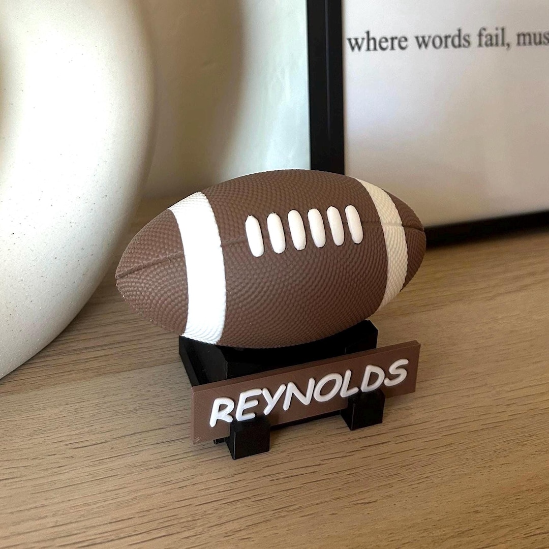 Custom 3D Printed Football With Personalized Name Card Stand - Etsy