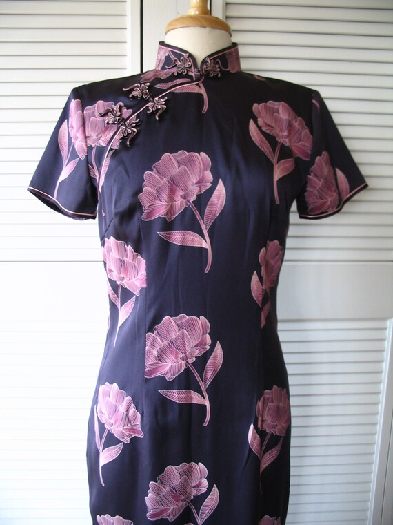 y2k silk cheongsam peony - Gem